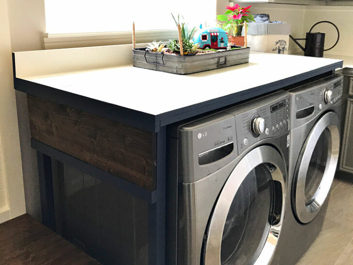 I LOVE this Easy DIY Laundry Table Top (Slides Over A Washer Dryer ...