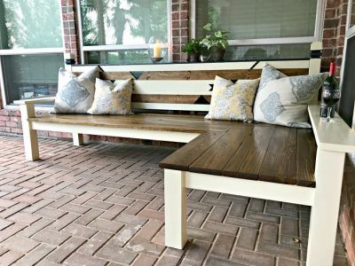 DIY Outdoor Corner Bench Build - I LOVE this one! - Abbotts At Home