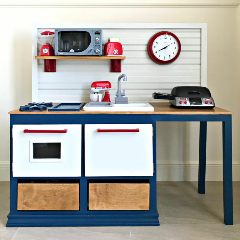 DIY Play Kitchen for Kids: Steps, Printable Build Plan And Video ...