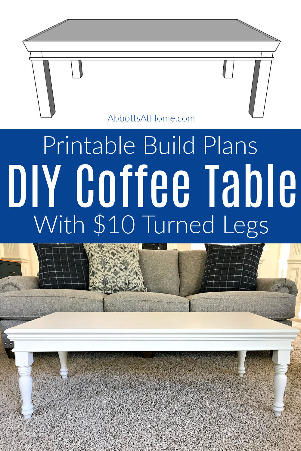 Beautiful & Easy DIY Coffee Table Build Plans with Turned Legs ...