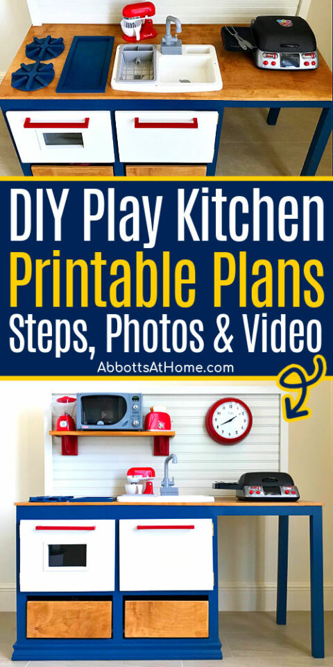 DIY Play Kitchen for Kids: Steps, Printable Build Plan And Video ...