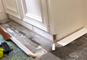 How To Cover Toe Kick With Baseboard - Easy DIY & Video - Abbotts At Home