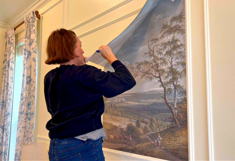 Super Easy Peel And Stick Framed Wallpaper Mural DIY Steps And Video ...